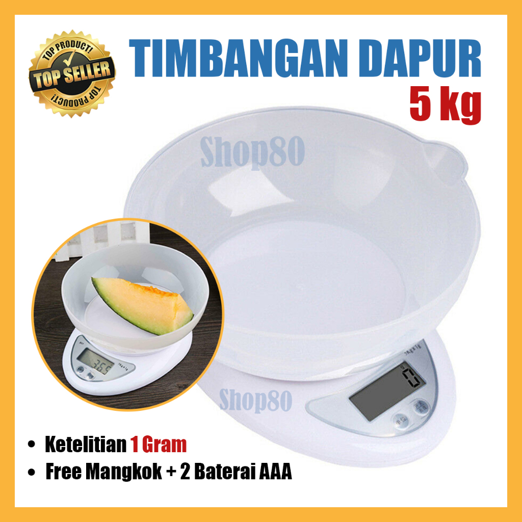 Jual Timbangan Mangkok Dapur 5kg Digital Electronic Kitchen Scale Bahan Kue Masak 5 kilo kg ...