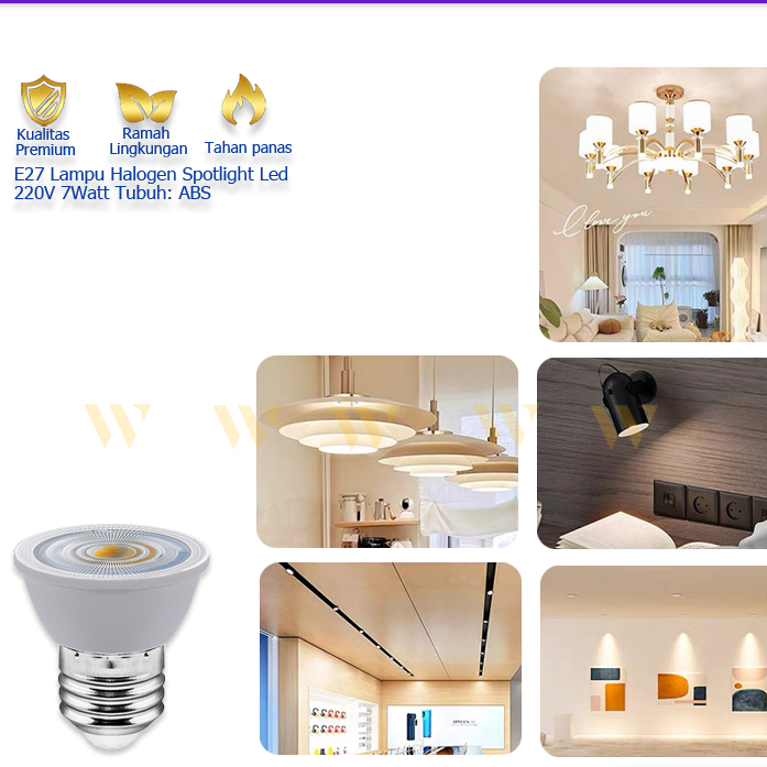 Jual LAMPU HALOGEN SPOTLIGHT LED 7WATT FITTING E27 7 WATT COB SOROT 7W LAMPU SPOT LIGHT | Shopee ...