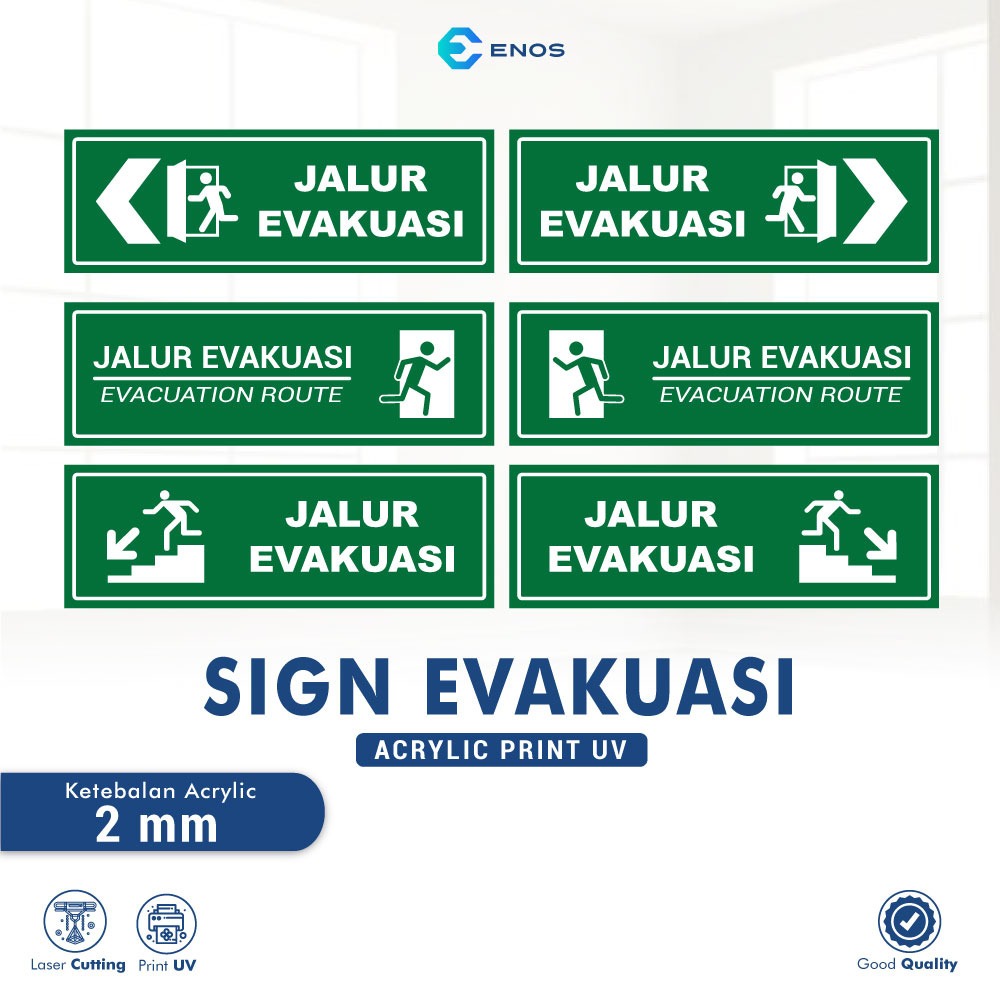 Jual SIGN SIGNAGE JALUR EVAKUASI AKRILIK PRINT UV ANTI AIR PREMIUM 30 X ...