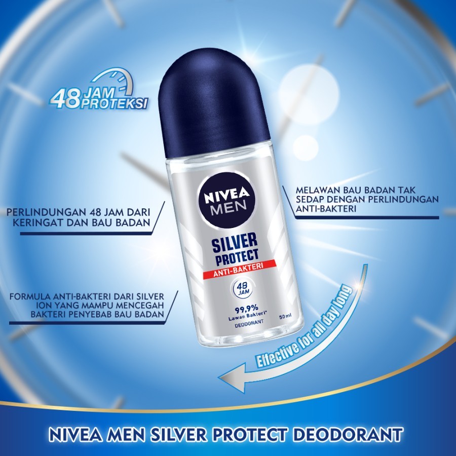 Jual NIVEA MEN Deodorant Roll On Silver Protect | Shopee Indonesia