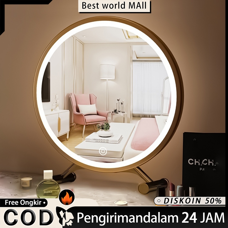 Jual Cermin Rias Bulat 40 cm Cermin Rias LED Cermin Aesthetic Diameter ...