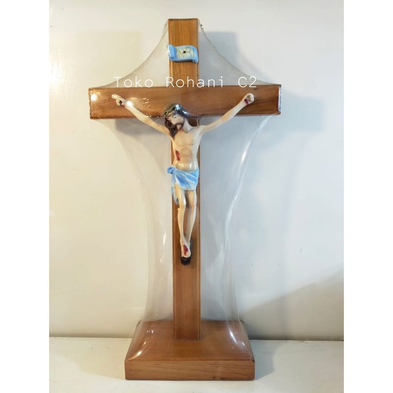 Jual Salib Duduk SDKJ Kayu Jati Corpus Fiber 40cm (5207) - Salib Duduk ...