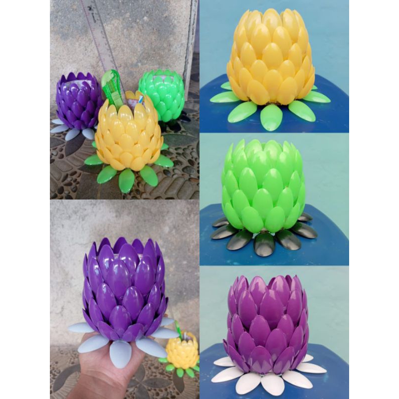 Jual Vas bunga / tempat pensil dari sendok plastik ||kerajinan prakarya ...