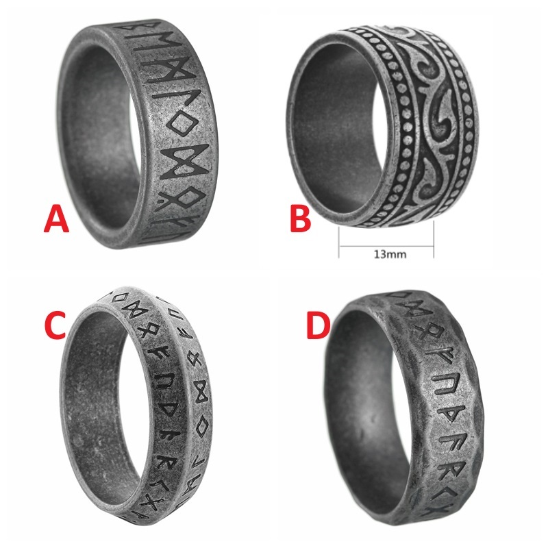 Jual CINCIN VIKING RUNE LETTER RING CIN CIN BLACK SILVER META COUPLE ...