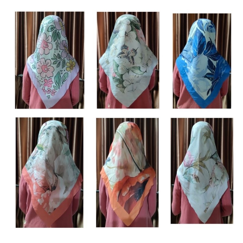 Jual Hijab Motif flowers Segi Empat Voal Premium Sublime Lassercut ...