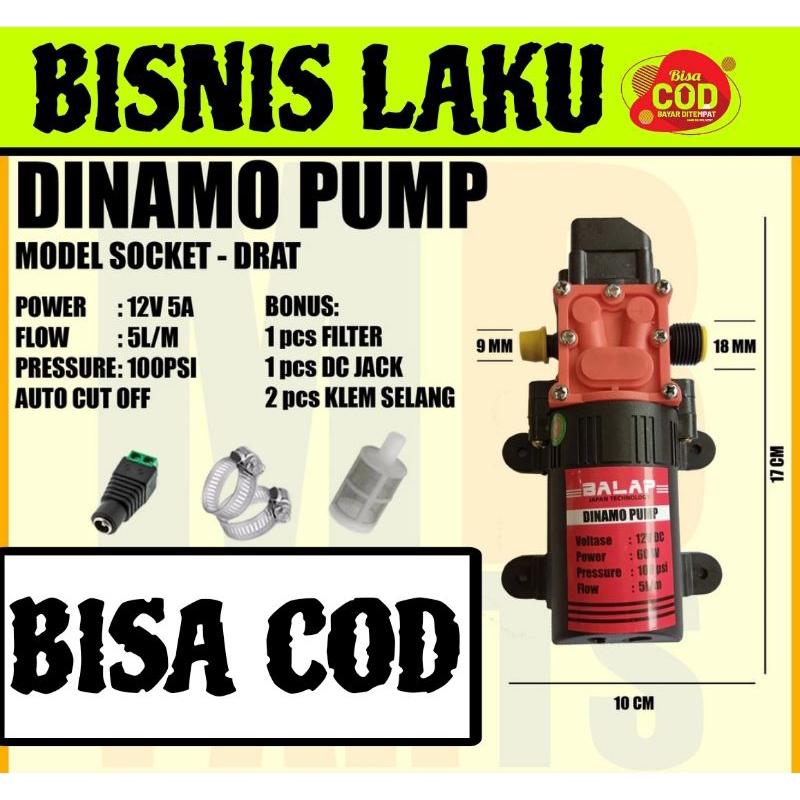 Jual DINAMO PUMP DC 12 V / POMPA AIR CUCI AC MOTOR 100 PSI - SOCKET DRAT/ NAGASAKI SIN LEADER ...