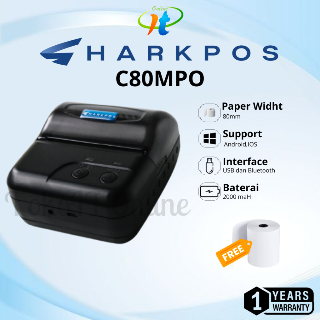 Jual Printer Thermal Portable Sharkpos C80MPO C-80MPO C 80MPO 80mm USB ...