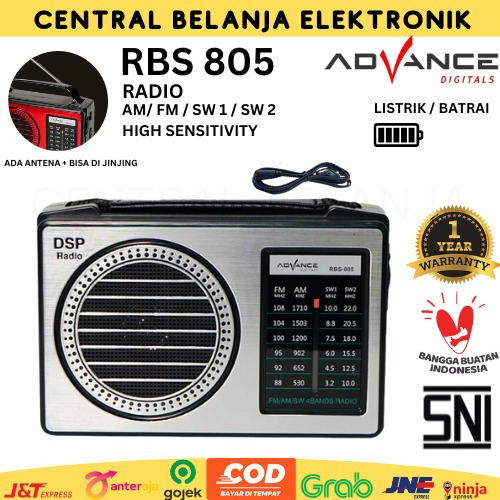 Jual RADIO PORTABLE RADIO AM FM SW BISA LISTRIK DAN BATERAI RBS805 ...