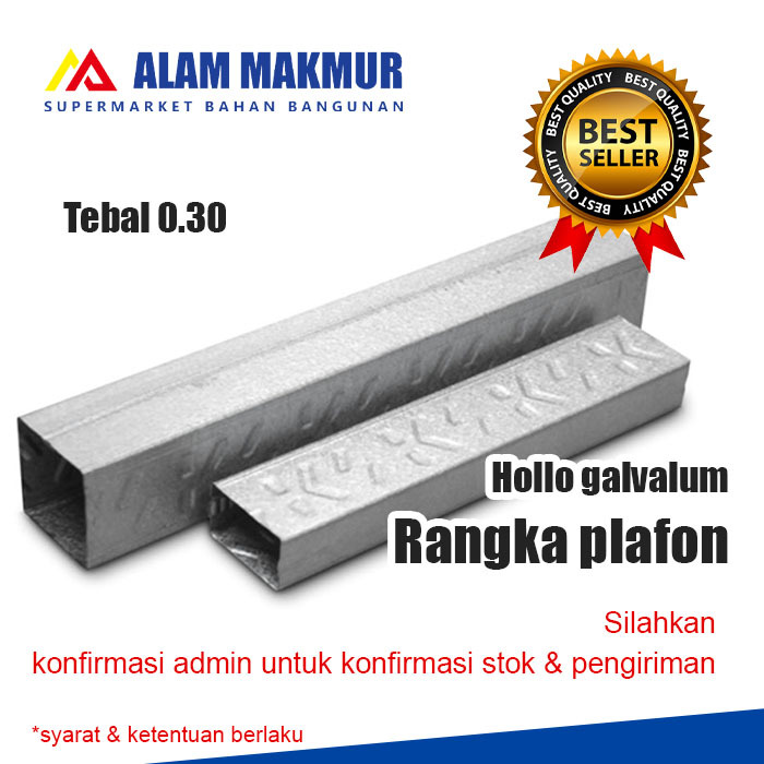 Jual Hollo Plafon 2X4 dan 4X4 Tebal 0.30 mm panjang 4 m Galvalum Rangka ...
