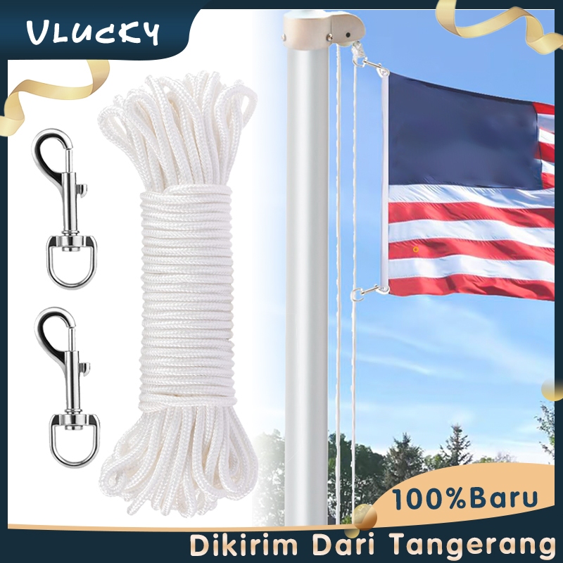 Jual Tali Tiang Bendera 15m Clips Flag Rope Flag Isi 2 Pengait Bendera ...