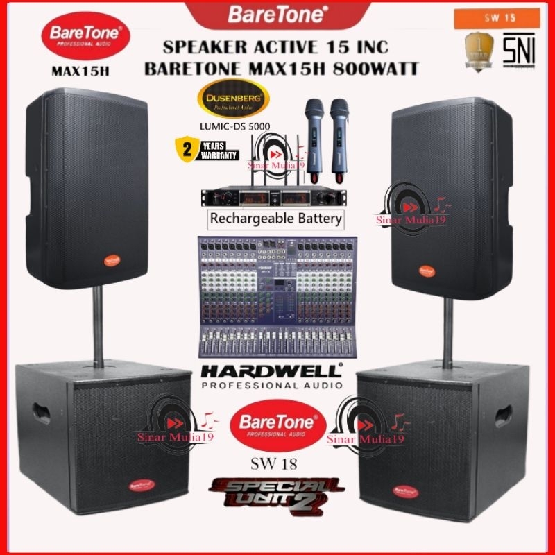Jual Paket Sound System Outdoor 2 Unit Subwoofer Aktif 18 Inch BareTone SW18 Speaker Aktif ...