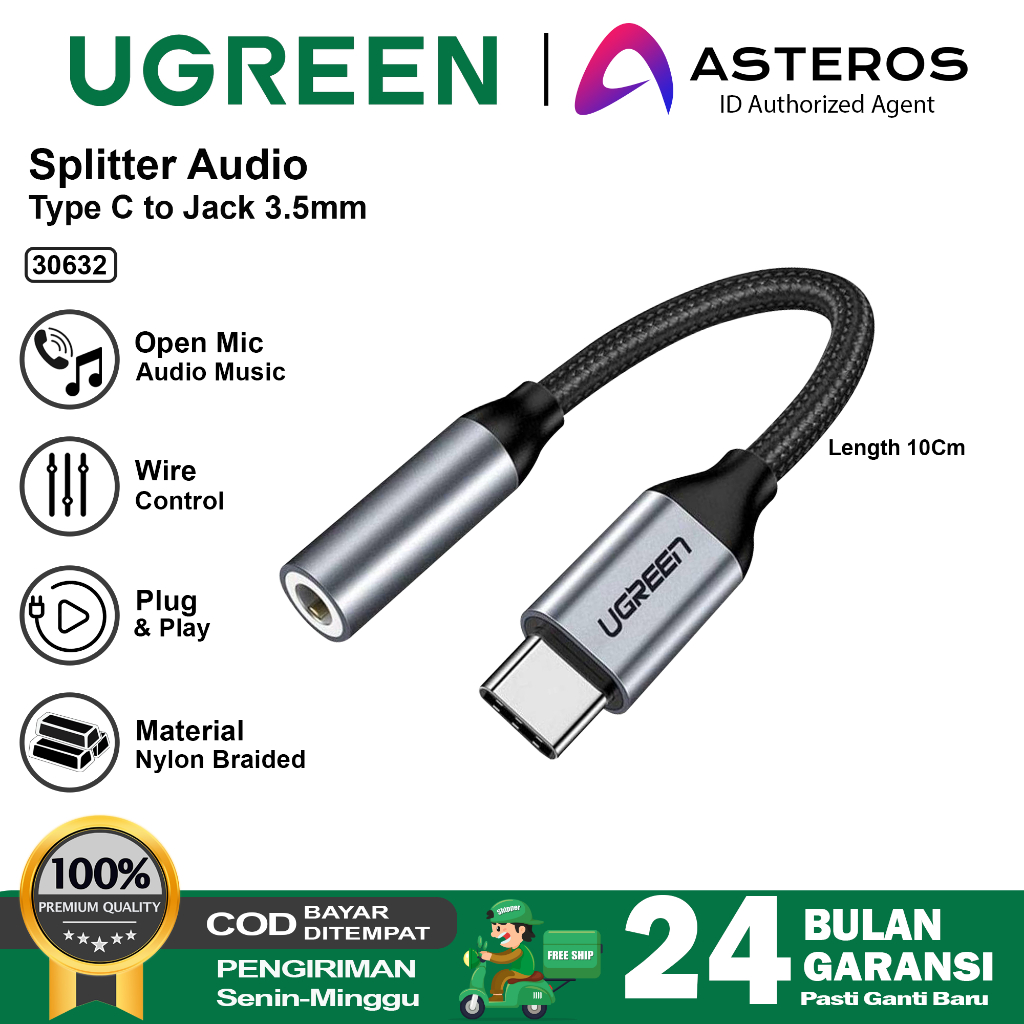 Jual UGREEN Converter Splitter Audio Type C To Jack 3.5mm On Mic | Shopee Indonesia