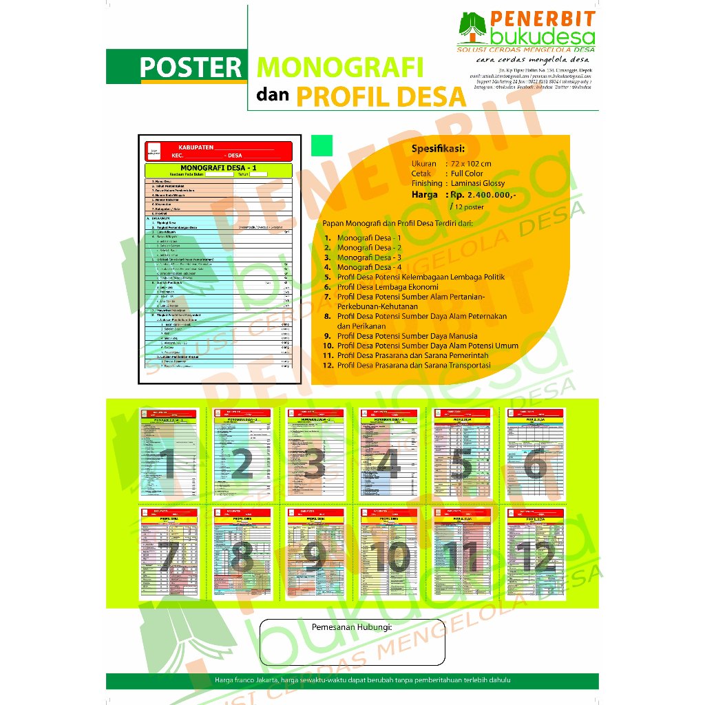 Jual 12 Poster Isian Informasi Monografi & Profil Desa | Shopee Indonesia