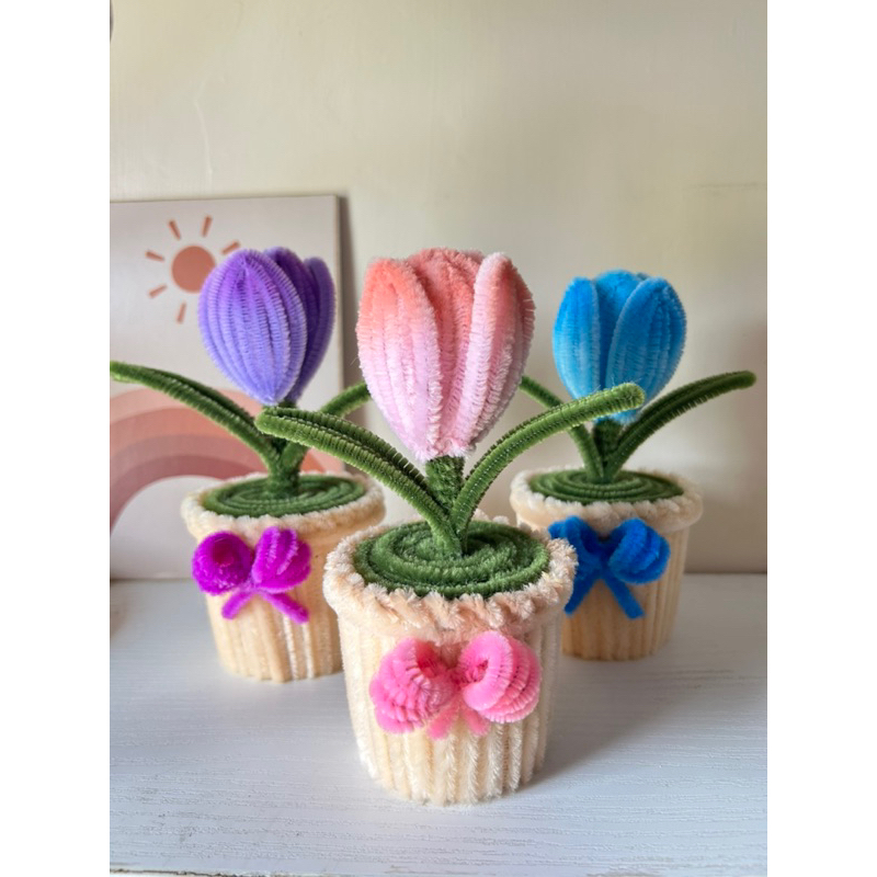Jual Tulip Pot | Pipe Cleaner Flower | Bunga kawat bulu | Pot Kawat ...