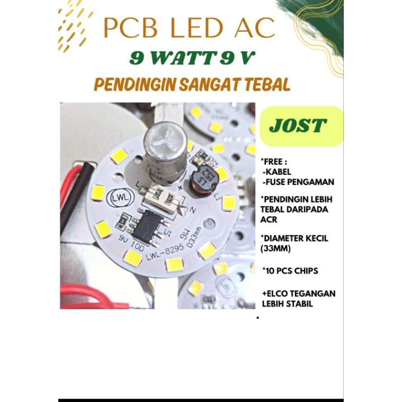 Jual PCB LED AC (GEN)9WATT 9V (KECIL) 33MM | Shopee Indonesia