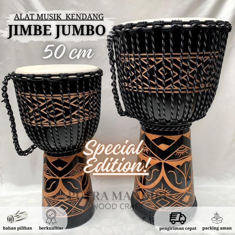 Jual Kendang Jimbe Jumbo Gendang Djembe 50 cm x 9 Inch Ukir (Carving ...