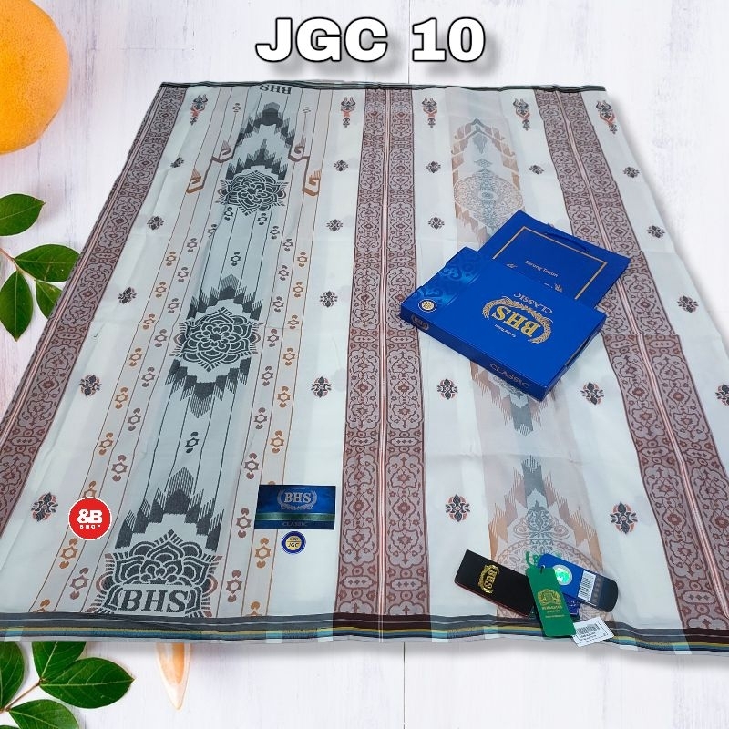 Jual Sarung BHS Classic gold JGC original songket liris putih/hijau ...