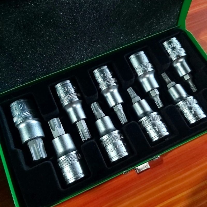 Jual MATA SOCK L BINTANG SET 1/2 INCH 9 PCS STAR BIT SOCKET TEKIRO SC ...