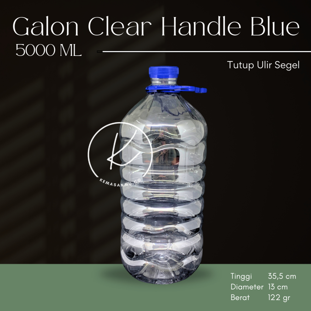 Jual GALON CLEAR WITH HANDLE BIRU 5000ML 5 LITER BIRU PLASTIK KEMASAN AIR ZAMZAM HANDLE AIR OXI ...