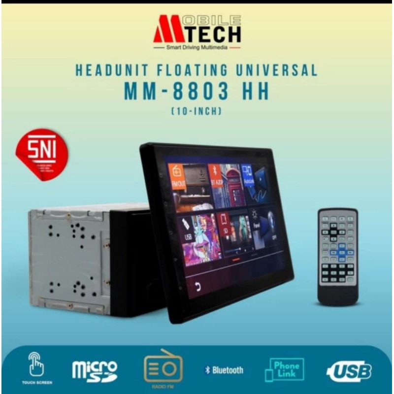 Jual headunit double din deckless 10 inch mtech 8803 HH floating screen universal Bluetooth ...