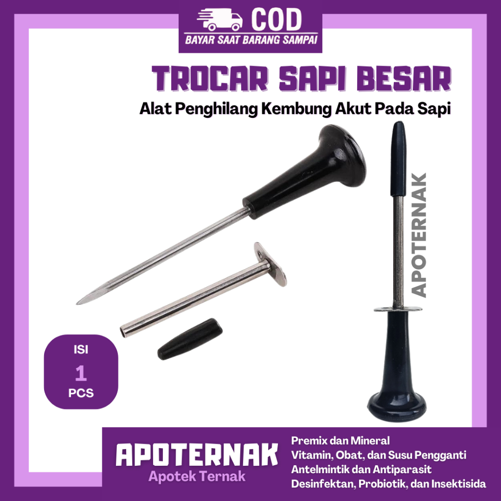 Jual TROCAR SAPI BESAR HITAM PREMIUM 1 Pcs - Alat Penghilang Kembung ...