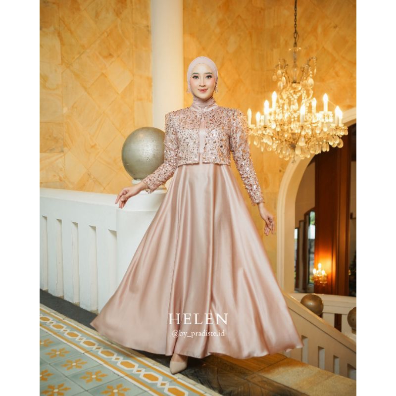 Jual HELEN DRESS Bridesmaid Gaun Gamis Muslimah Pesta Lamaran Wedding ...