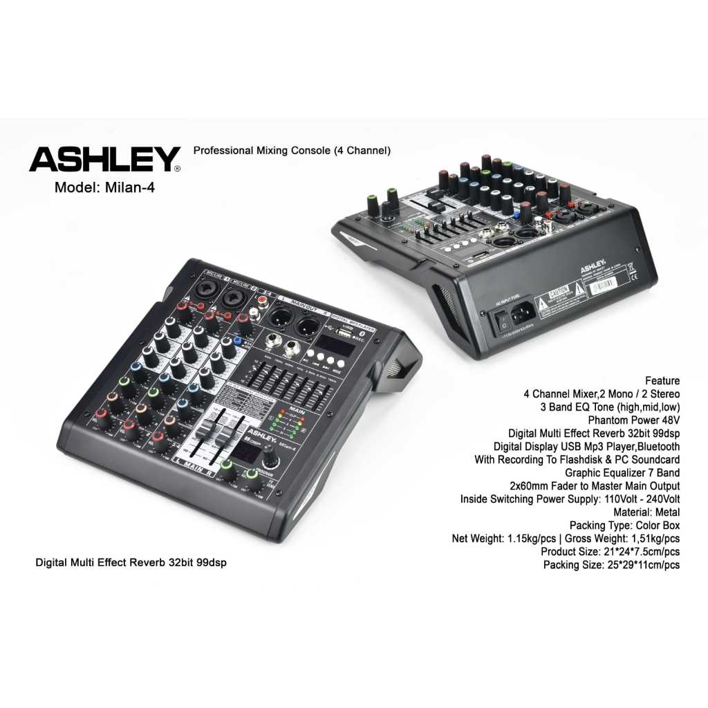 Jual Mixer Audio ASHLEY MILAN 4 MILAN4 ORIGINAL 4CH NEW | Shopee Indonesia