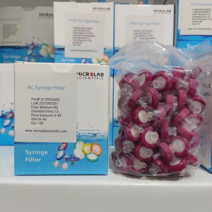 Jual RC (Regenerated Cellulose) Syringe Filter, pore 0.45μm diameter ...