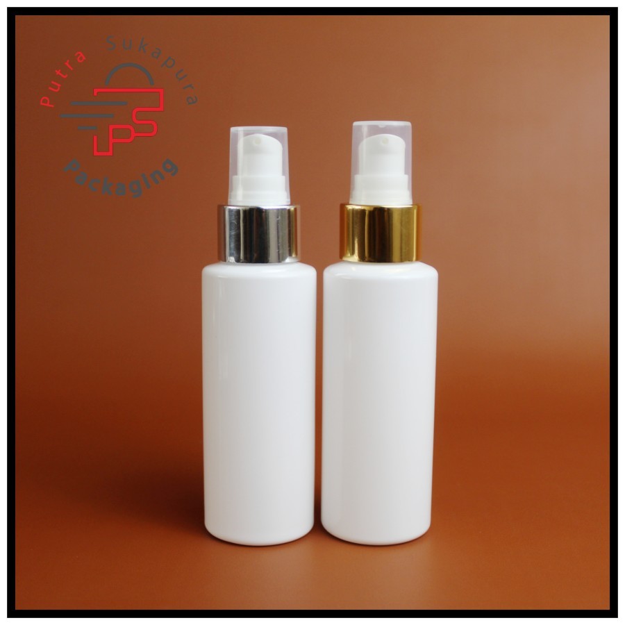 Jual botol treatment pump 100ml rf putih/treatment pump alumunium halfcap | Shopee Indonesia