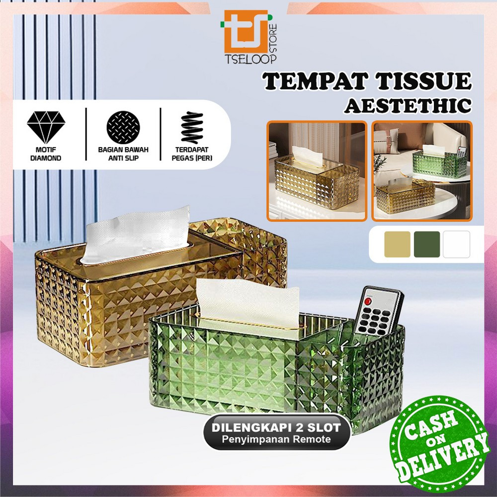 Jual OFM-C969 Kotak Tisu Diamond Serbaguna dengan 2 Slot Penyimpanan ...