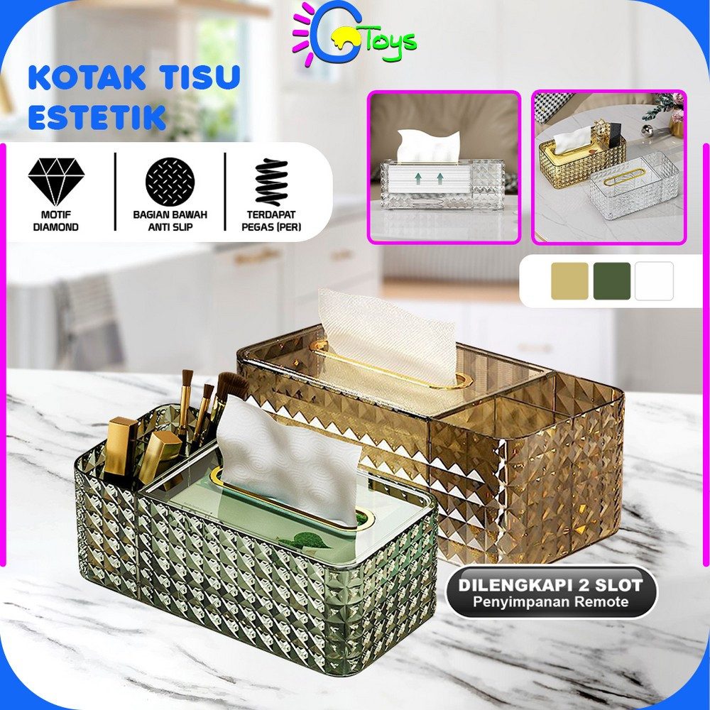 Jual CR-C969 Kotak Tisu Diamond Serbaguna dengan 2 Slot Penyimpanan ...