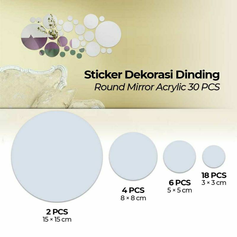 Jual Sticker Dekorasi Dinding Wallpaper Dinding Bulat Isi 30 PCS ...