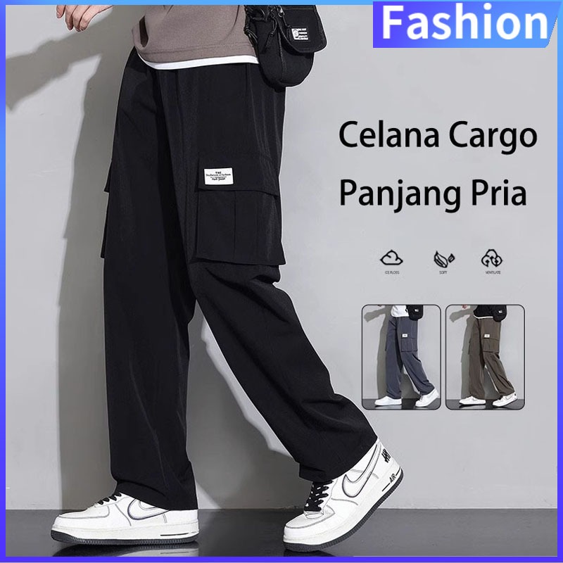 Jual Celana Cargo Panjang Pria hitam Dewasa Kargo Celana Jogger cowok Korean style Jumbo Celana ...