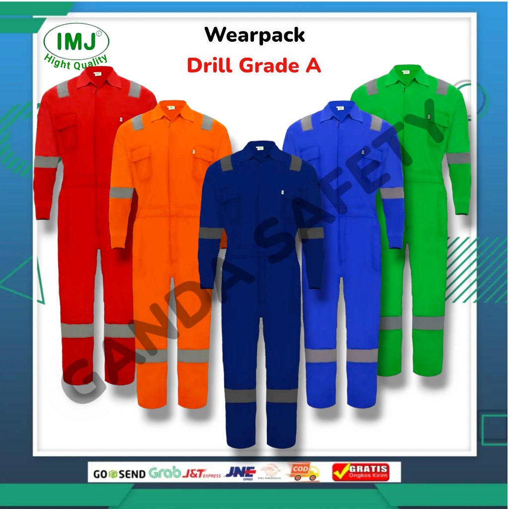 Jual Wearpak Terusan Coveral IMJ/ Wearpack safety Kerja Proyek /Baju ...
