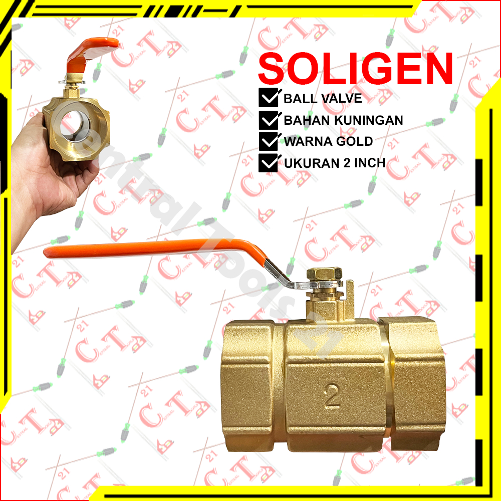 Jual Ball Valve Stop Kran Kuningan Soligen 2 Inch Stop Keran Engkol Drat | Shopee Indonesia