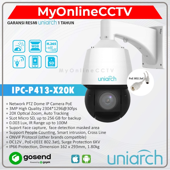 Jual IPC-P413-X20K Uniarch 3MP 20X PTZ Dome IP Camera CCTV People Counting | Shopee Indonesia
