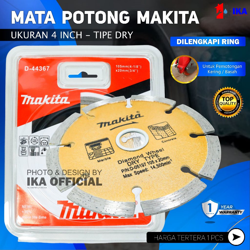 Jual Mata Potong Keramik 4 inch Kering Basah Makita / Diamond Wheel Dry ...