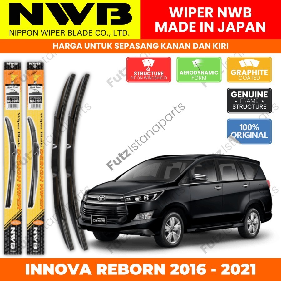 Jual Wiper Depan Innova Reborn Ukuran 26” & 16” NWB Japan Hybrid Frameless | Shopee Indonesia