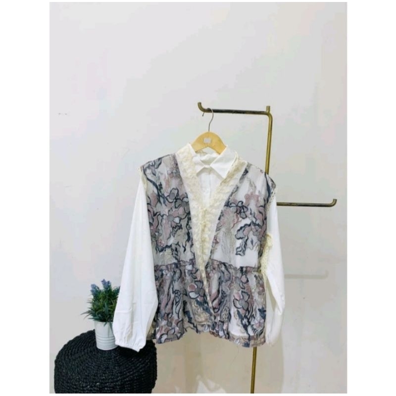 Jual Delia Kemeja Vest Burkat Fatun | Kemeja Athaya Outer | Shopee ...