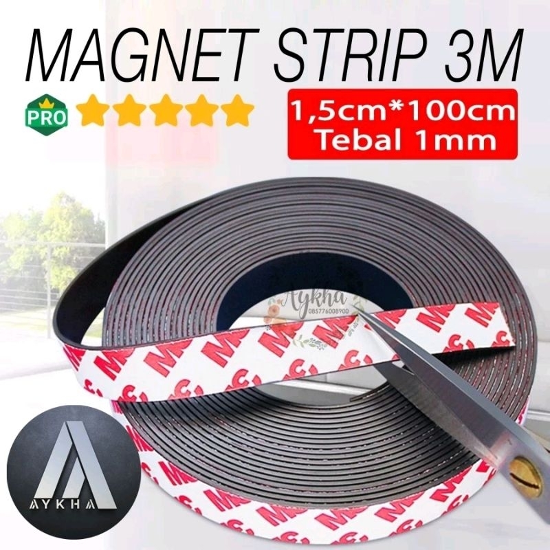 Jual MAGNETIC Rubber Strip Karet LEM Double Tape 3M Per Meter Size 15mm x 1mm x 1 Meter | Shopee ...