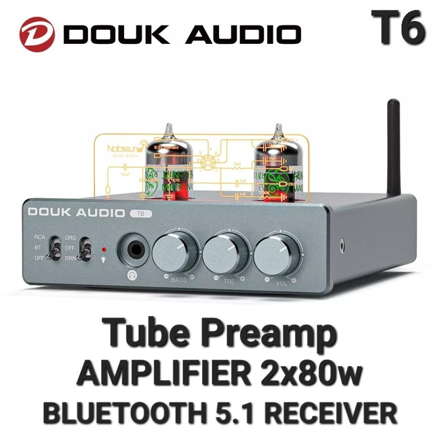 Jual DOUK AUDIO T6 Tube Preamp with Amplifier 2x80w BT5.1 Audio-Out ...