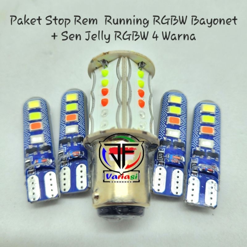 Jual Paket Lampu Stop Rem Running 4 WARNA RGBW LED & Lampu Sein Sen Depan Belakang Jelly RGB 4 ...