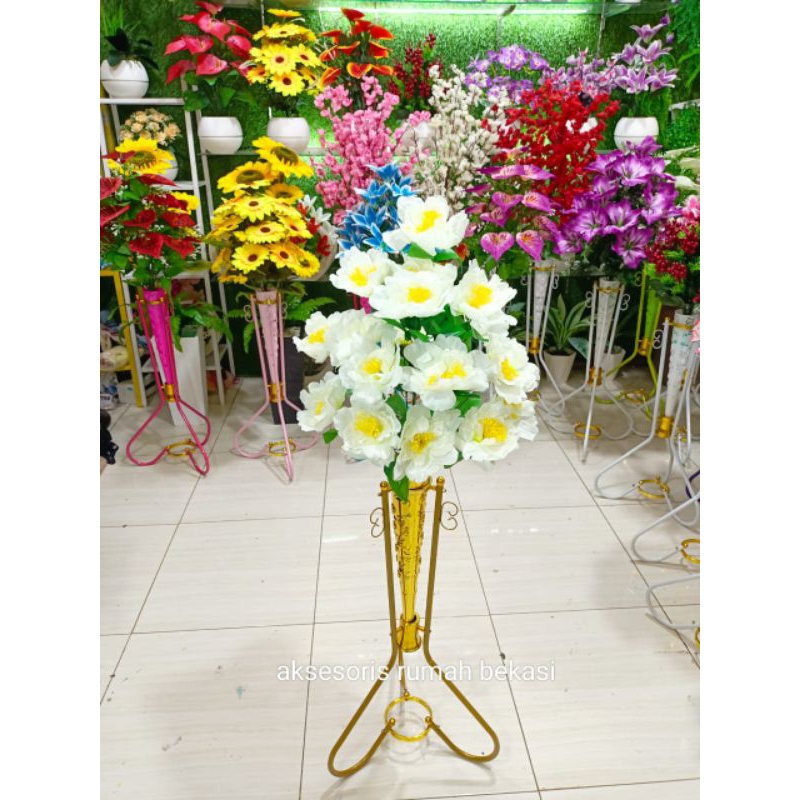 Jual RANGKAIAN BUNGA PEONY ARTIFICIAL 18 KUNTUM DENGAN POT STANDING ...