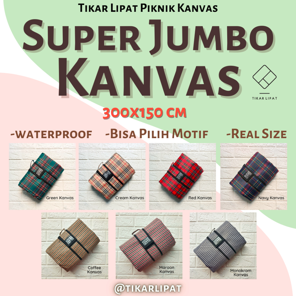 Jual Tikar Piknik Lipat Bisa Pilih Motif Bahan Kanvas Super Jumbo 300 x ...