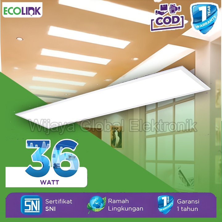 Jual Lampu LED Panel Kotak 36 Watt 30x120cm LED Ecolink Putih & Kuning ...