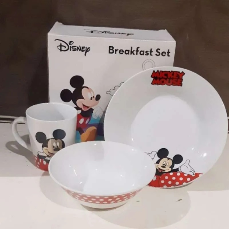 Jual PROMO Breakfast Set Mickey Mouse Original Disney(Piring,Mangkok ...