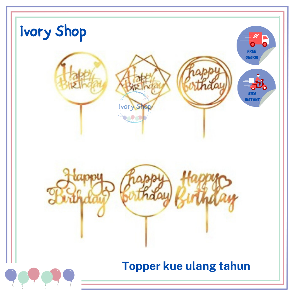 Jual Topper kue ulang tahun Happy Birthday Cake topper | Shopee Indonesia