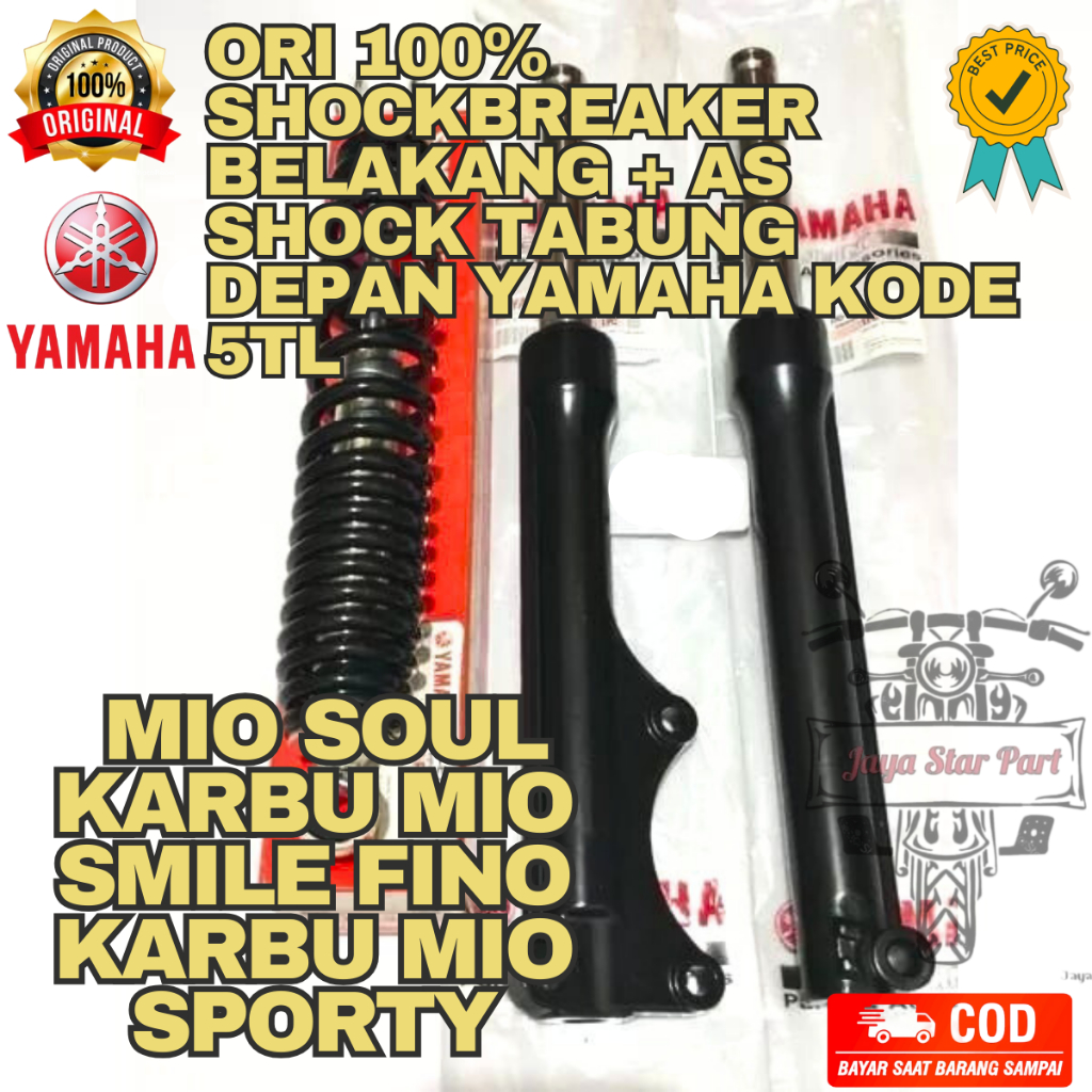 Jual ORIGINAL YAMAHA PAKET SHOCKBREAKER BELAKANG + AS SHOCK TABUNG DEPAN YAMAHA KODE 5TL MIO NEW ...