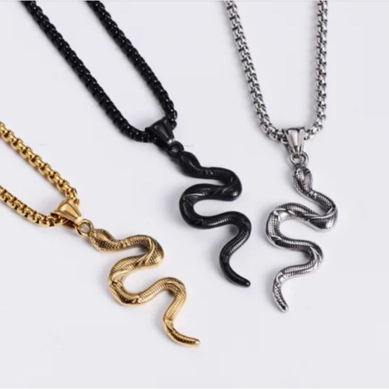 Jual Kalung titanium liontin model ular pria wanita anti karat terbaru ...
