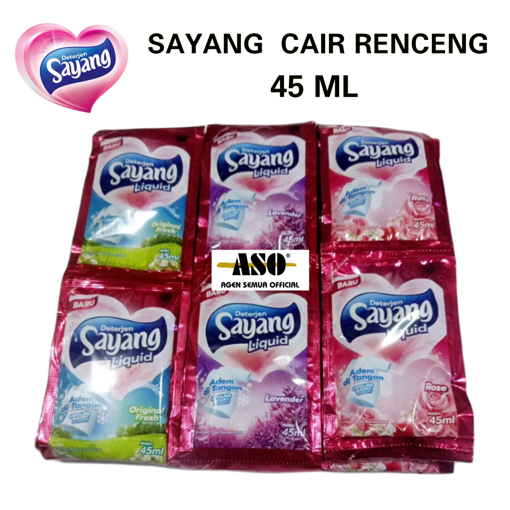Jual DETERGENT Sayang Detergent Cair Liquid Detergent 45 ml RENCENG ...